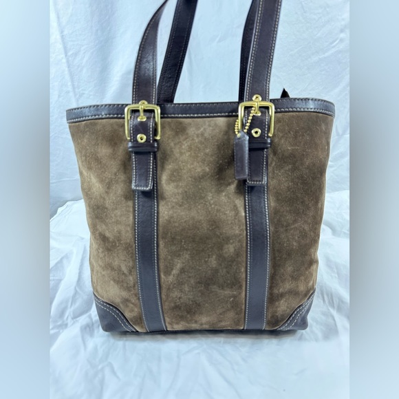 Coach | Bags | Genuine Coach Carly Two Tone Brown Suede And Leather ...